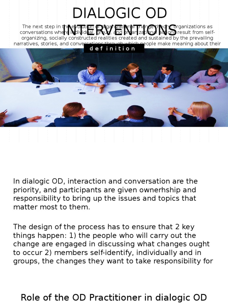 Dialogic OD Interventions | PDF | Facilitator | Behavioural Sciences