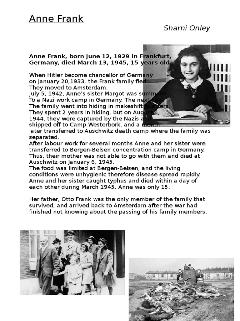 Anne Frank: Life and Tragic End | PDF | History