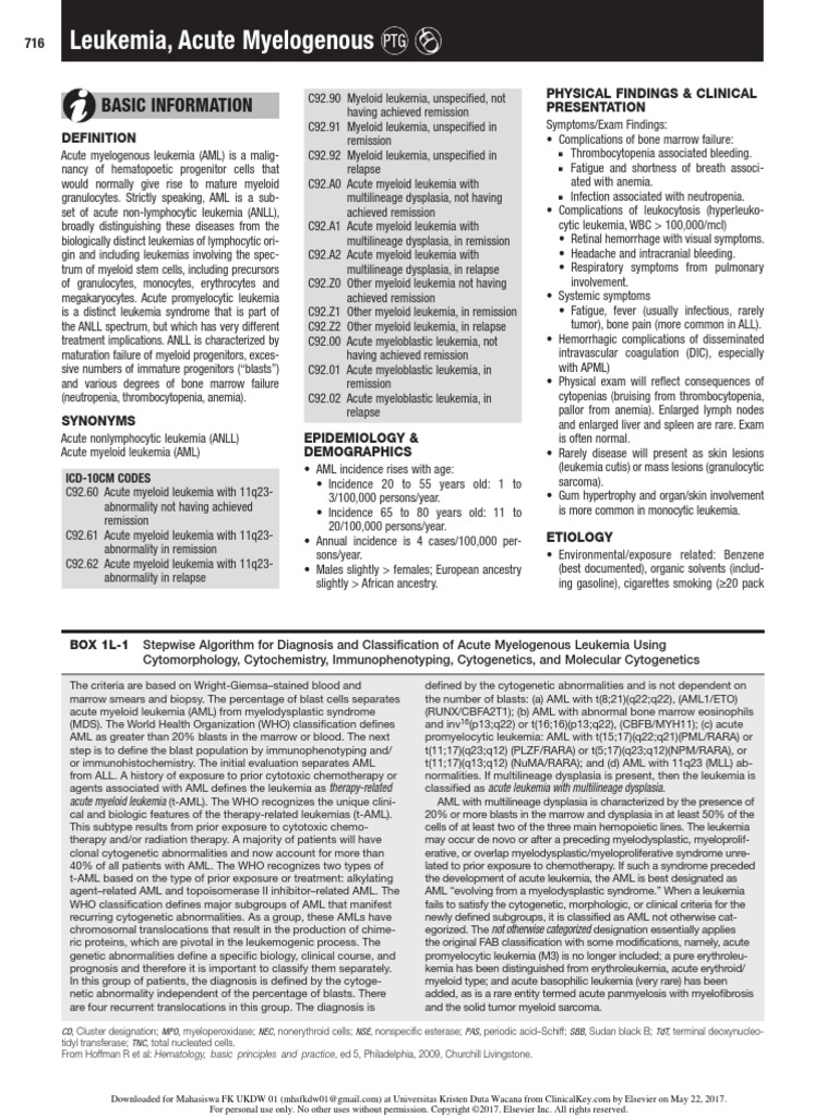 Leukemia Acute Myelogenous | PDF | Leukemia | Diseases And Disorders
