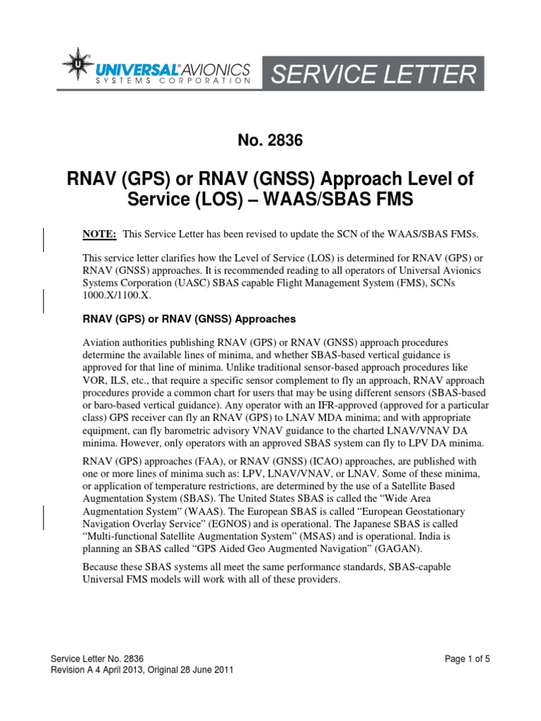 Fms Rnav Gps-Gnss Approach Los Sl2836 | PDF | Aerospace Engineering ...