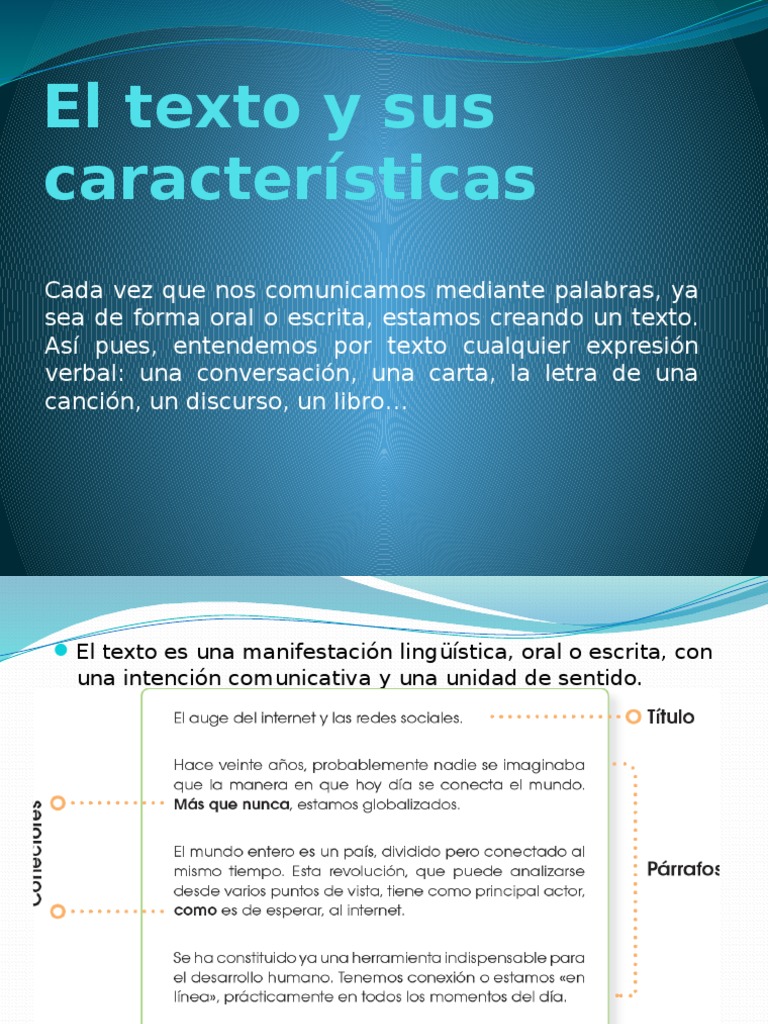 El Texto y Sus Características | PDF | Artes del Lenguaje y ...