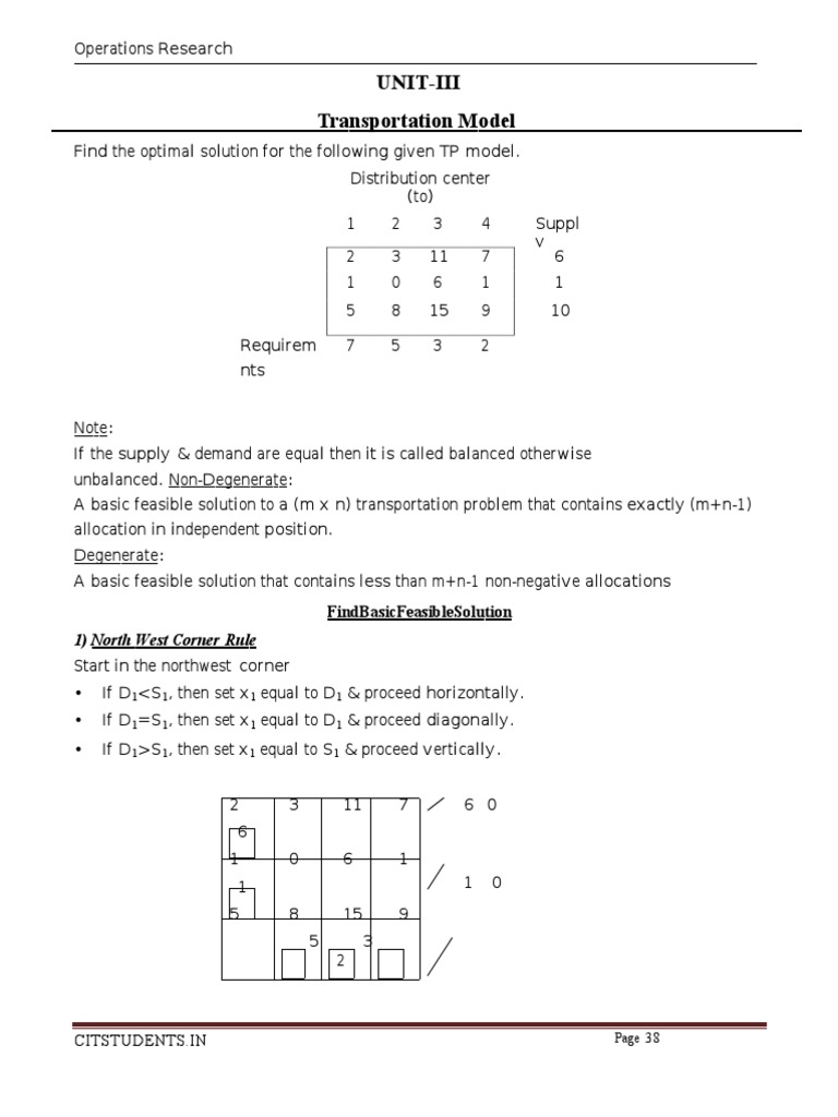 Transportation Model Optimization Techniques | PDF | Mathematical And ...