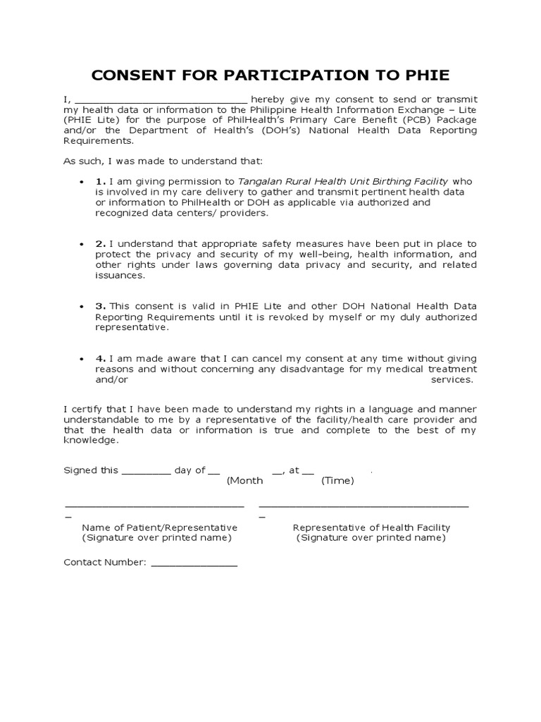 Consent Form for PHIE Participation | PDF