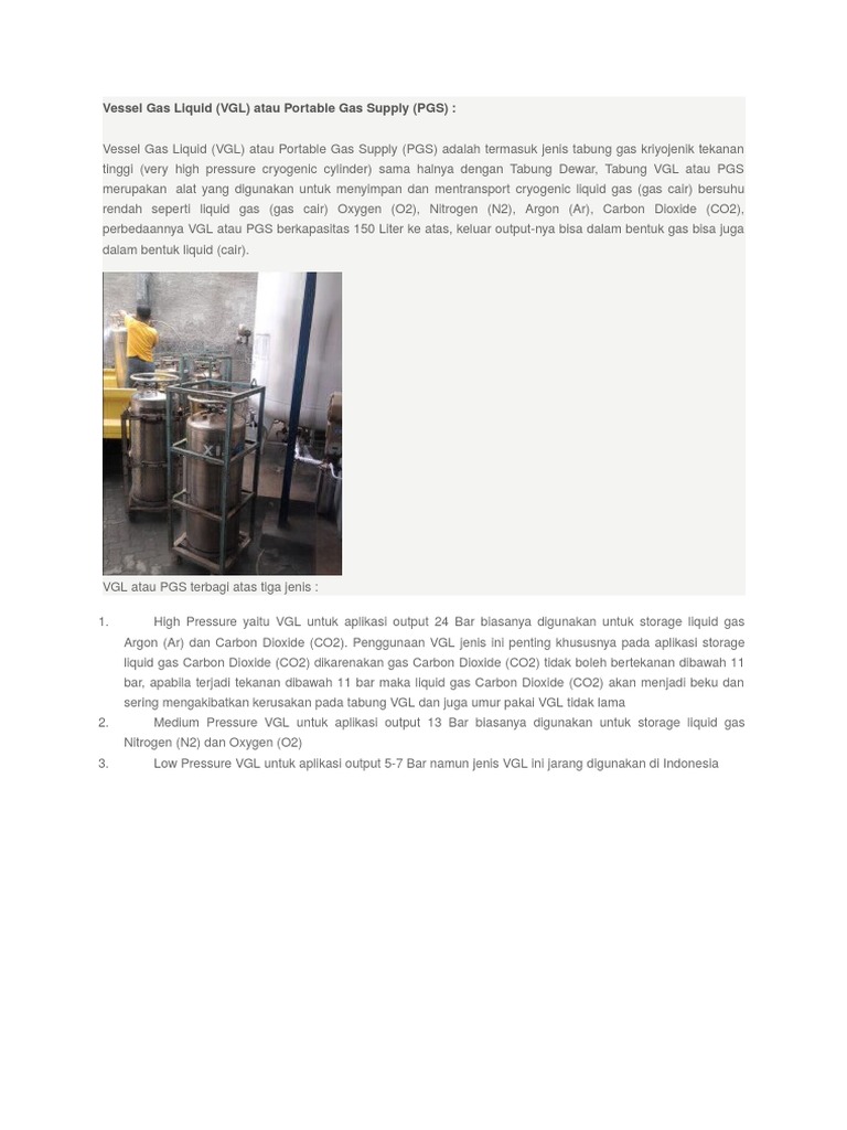 VGL dan PGS: Jenis Tabung Gas Kriogenik Tekanan Tinggi | PDF