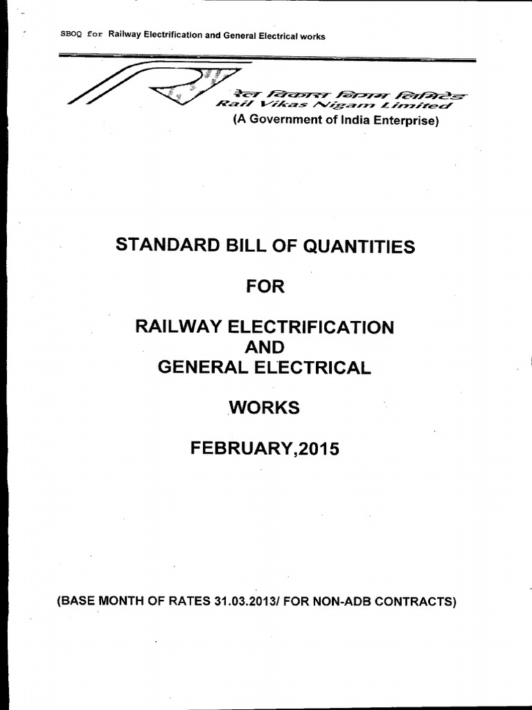 Standard Bill of Quantities For Railway Electrification and General ...