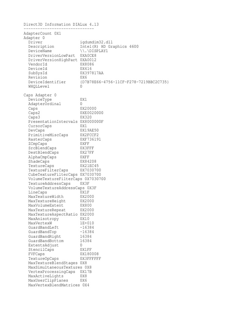DIALux Direct3D Information | PDF | Computer Architecture | Graphics