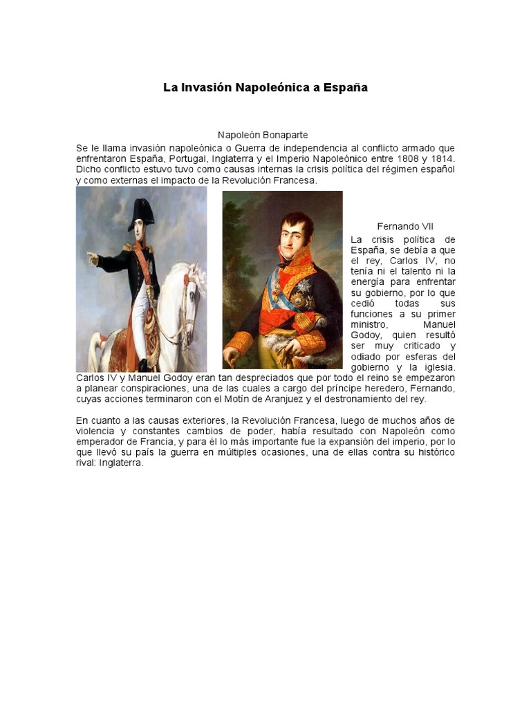 Invasión Napoleónica a España 1808-1814 | PDF | Guerra peninsular ...