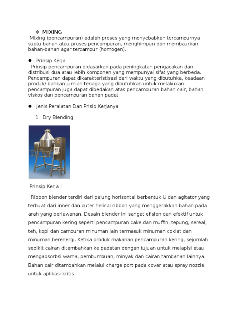 Prinsip dan Proses Mixing dalam Industri | PDF