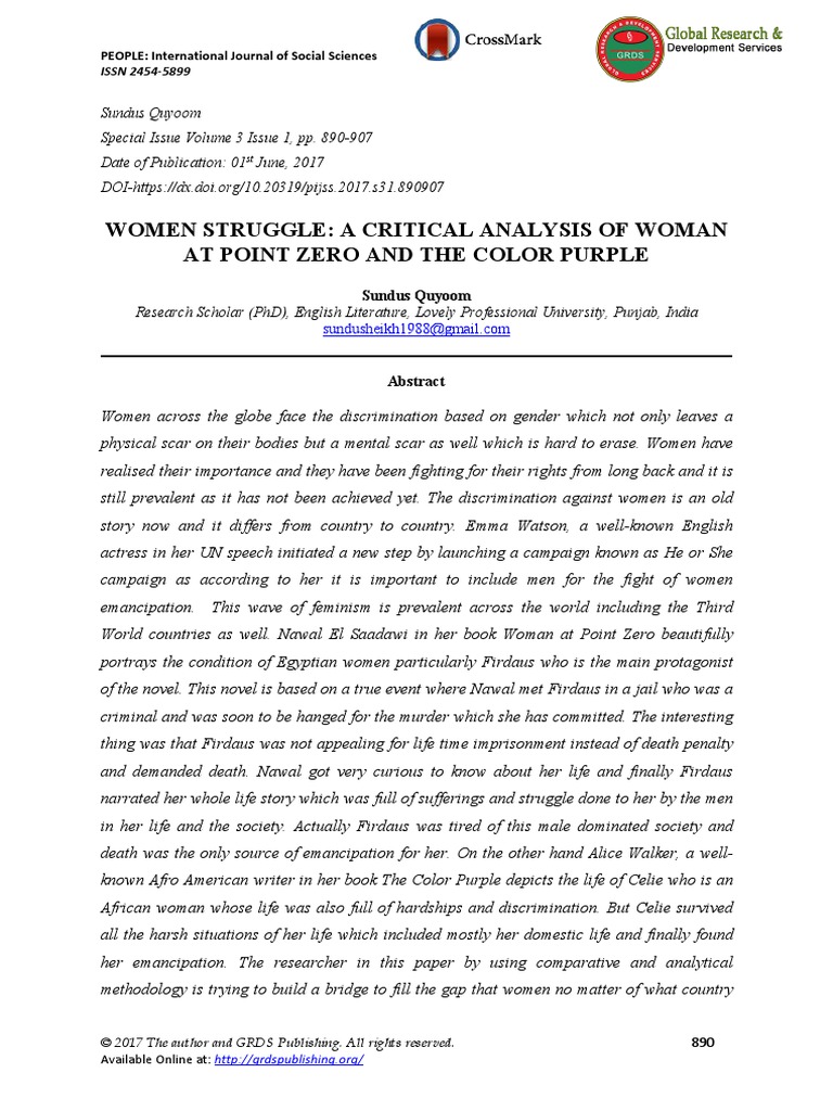 Women Struggle - A Critical Analysis of Woman at Point Zero and The ...