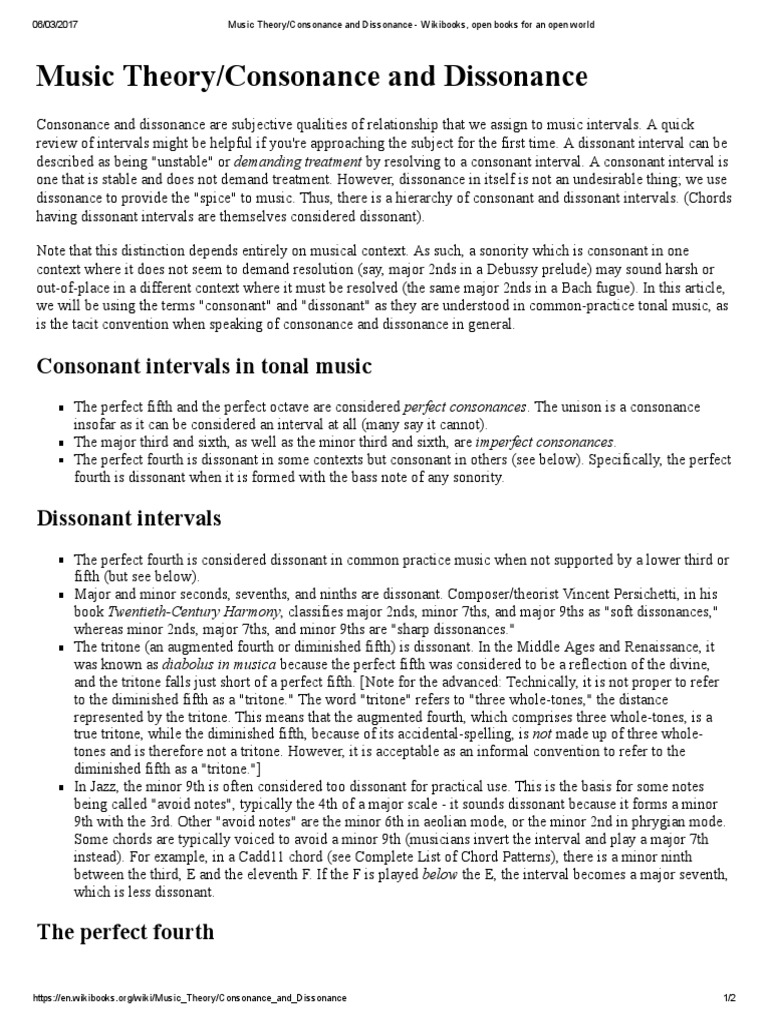 Consonance and Dissonance | PDF | Interval (Music) | Chord (Music)