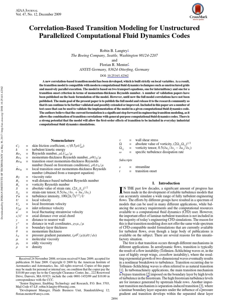 Correlation-Based Transition Modeling For Unstructured | PDF | Boundary Layer | Reynolds Number