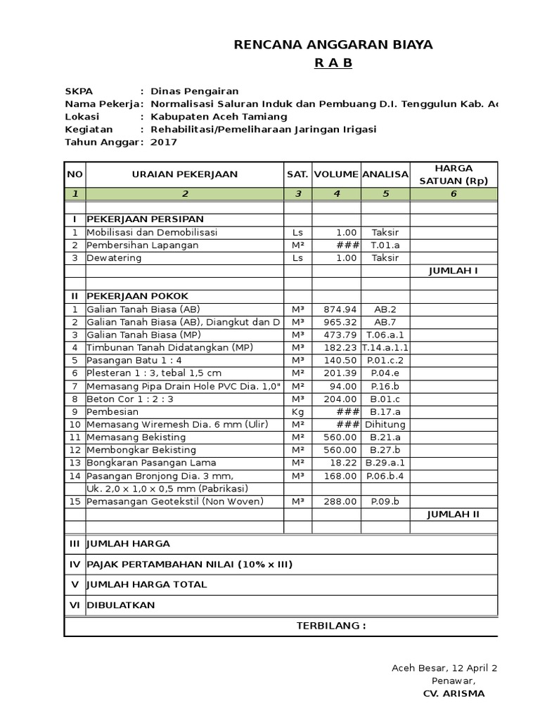 Rab Normalisasi Saluran Tamiang | PDF