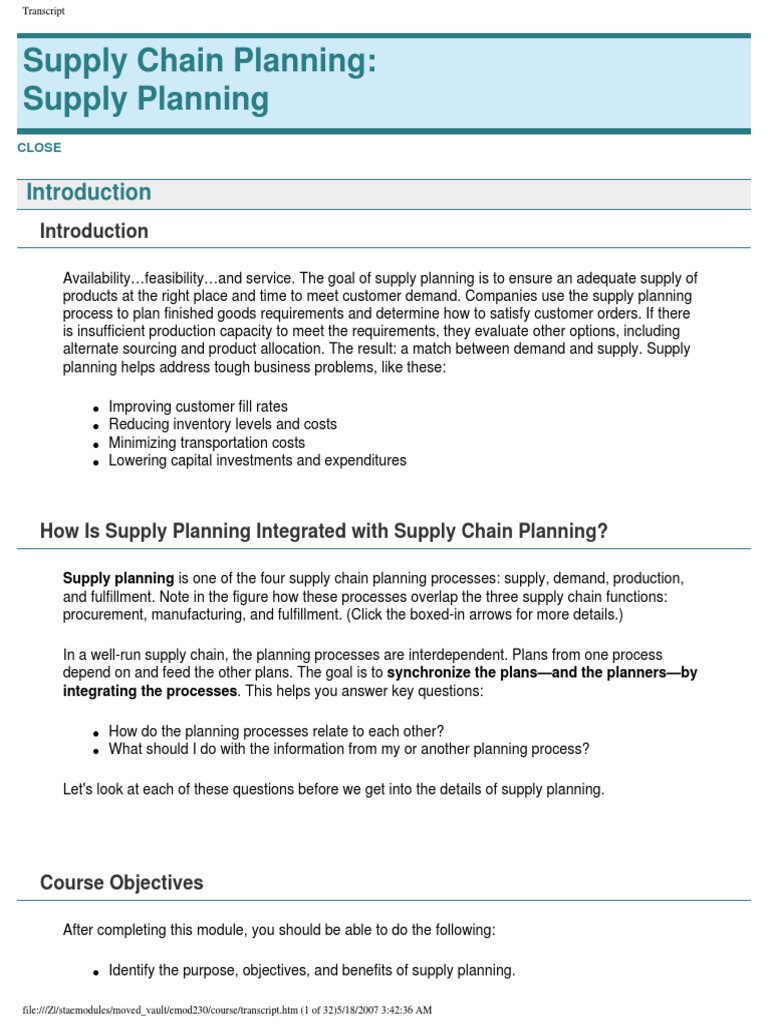 Understanding Supply Planning Processes | PDF | Inventory | Supply Chain