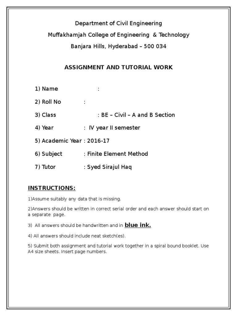Assignment Tutorial Booklet16-17 | PDF | Matrix (Mathematics) | Finite ...