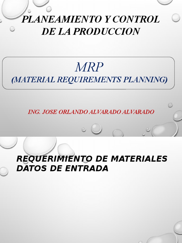 Ejemplo de Mrp | Inventario | Gestión de proceso