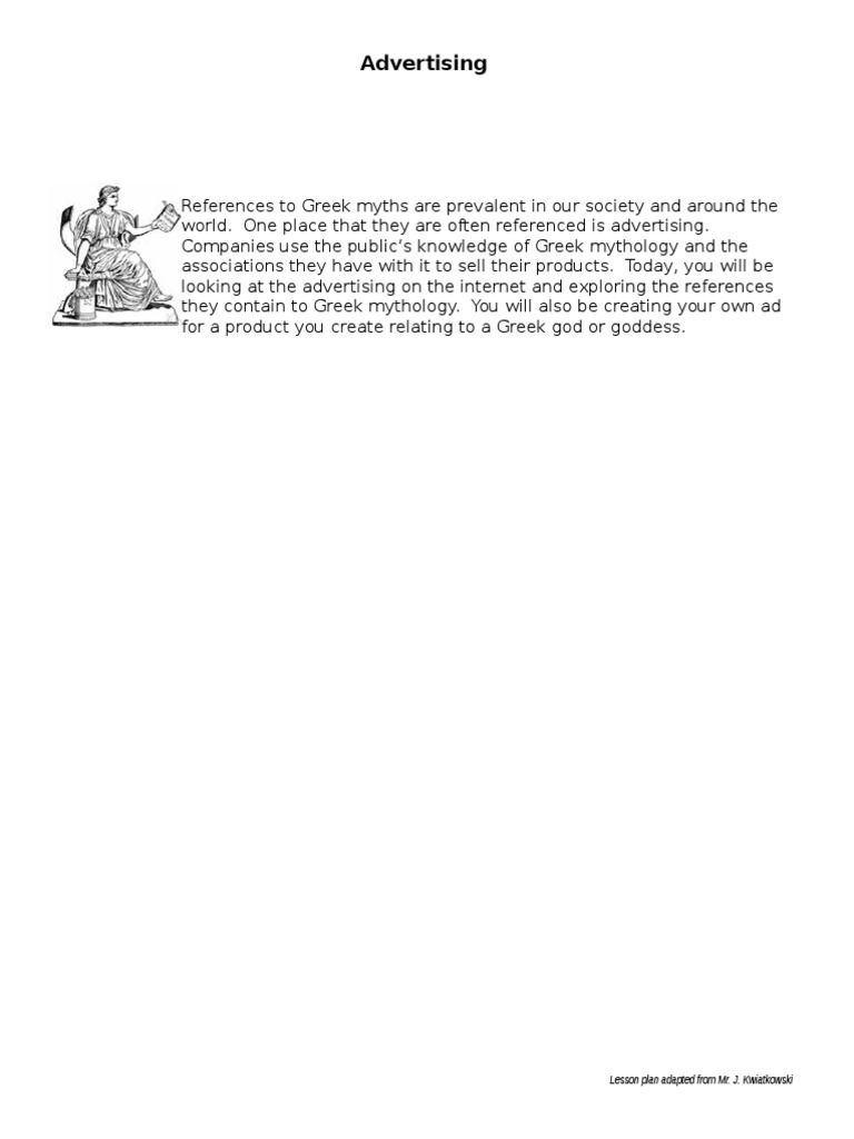 Advertising: Lesson Plan Adapted From Mr. J. Kwiatkowski | PDF | Social ...