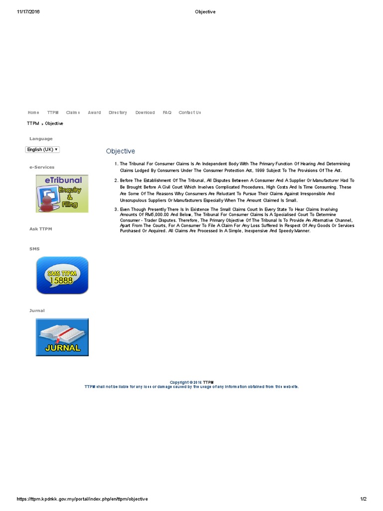 Objective: Contact Us FAQ Download Directory Award Claims TTPM Home ...