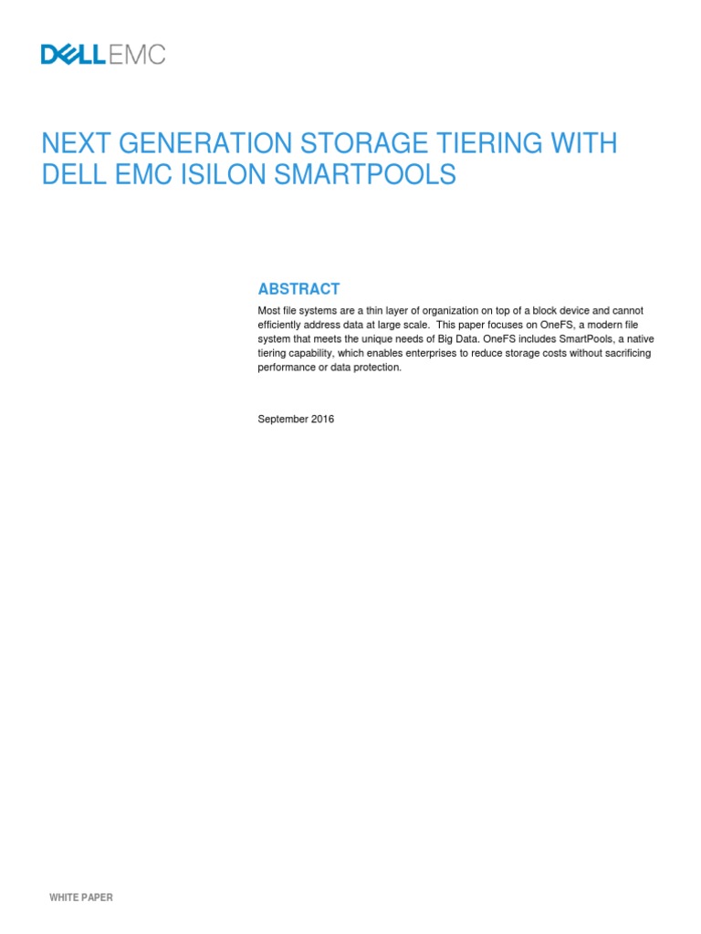 Next Generation Storage Tiering With Dell Emc Isilon Smartpools | PDF ...