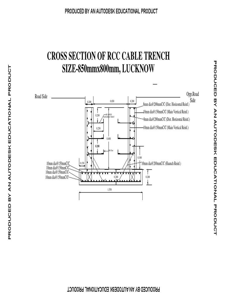RCC Cable Trench Cross Section Drawing | PDF | Autodesk | Computer File