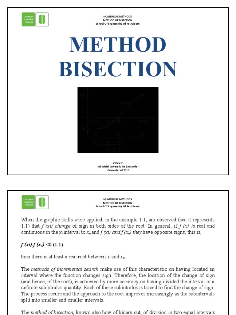 Method Bisection: School of Engineering of Petroleum | PDF | Interval ...