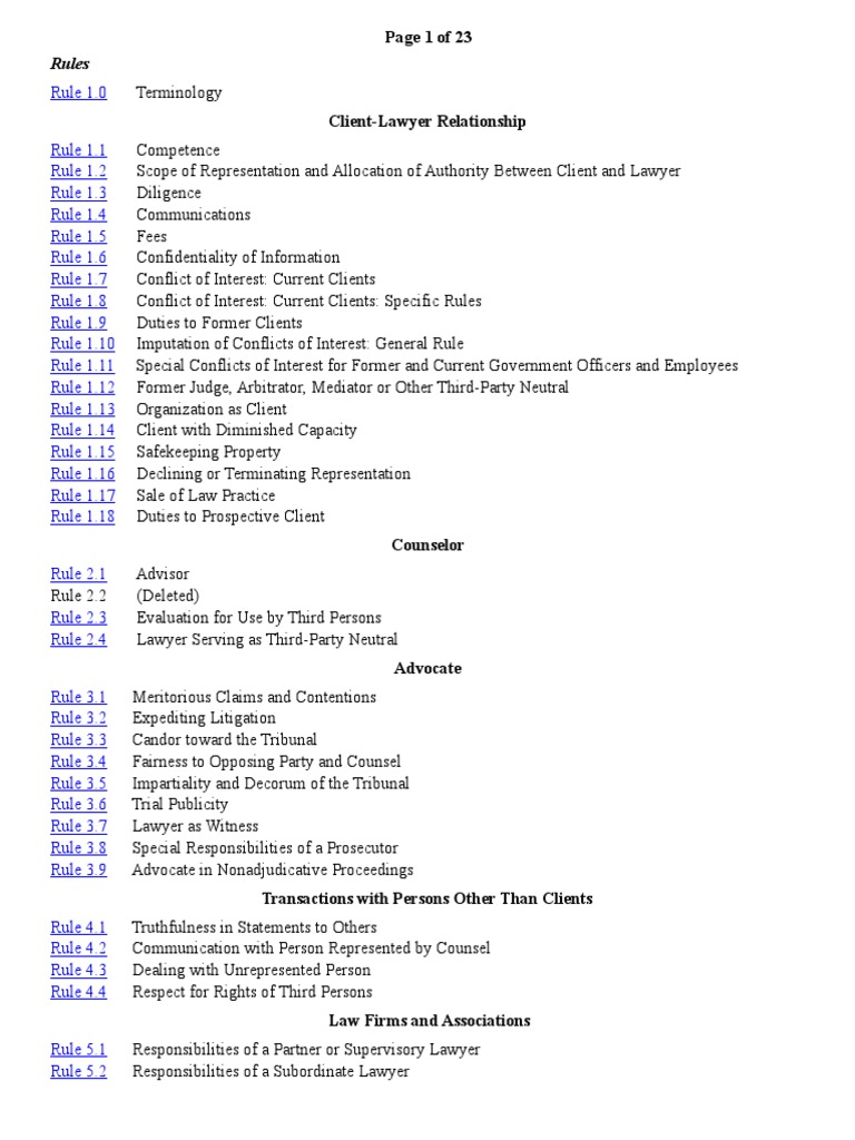 Model Rules | PDF | Conflict Of Interest | Lawyer
