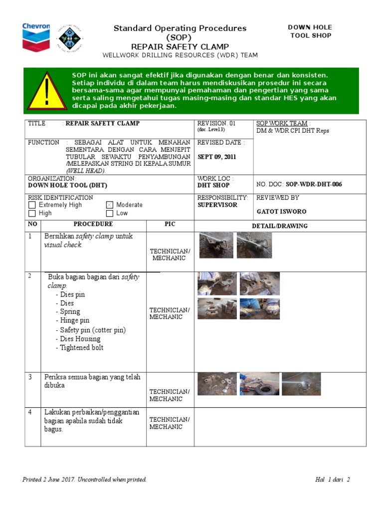 6 - Repair Safety Clamp (Sop WDR DHT 006) | PDF