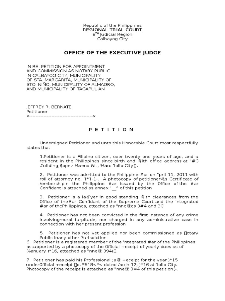 Petition For Notarial Commission | PDF | Notary Public | Affidavit