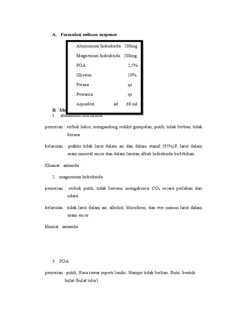 Formulasi Sediaan Suspensi | PDF | Memasak, Makanan, & Anggur ...
