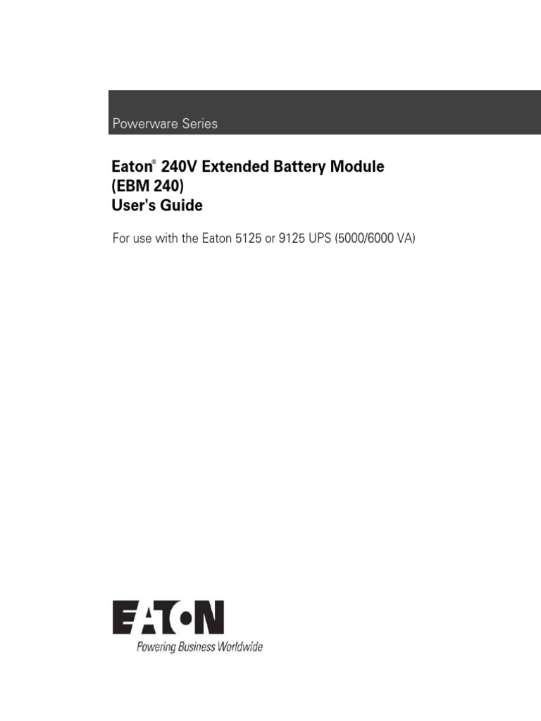 Eaton EBM 240V | PDF | Electrical Connector | Battery (Electricity)
