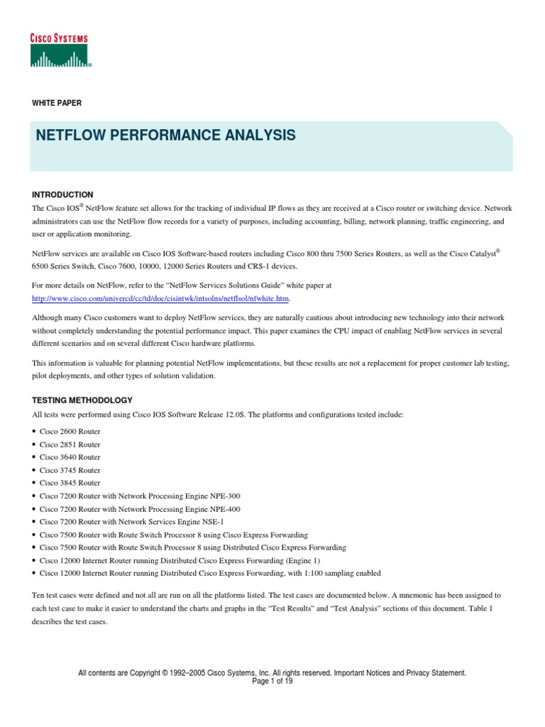 Netflow Analysis Cisco | PDF | Router (Computing) | Areas Of Computer ...