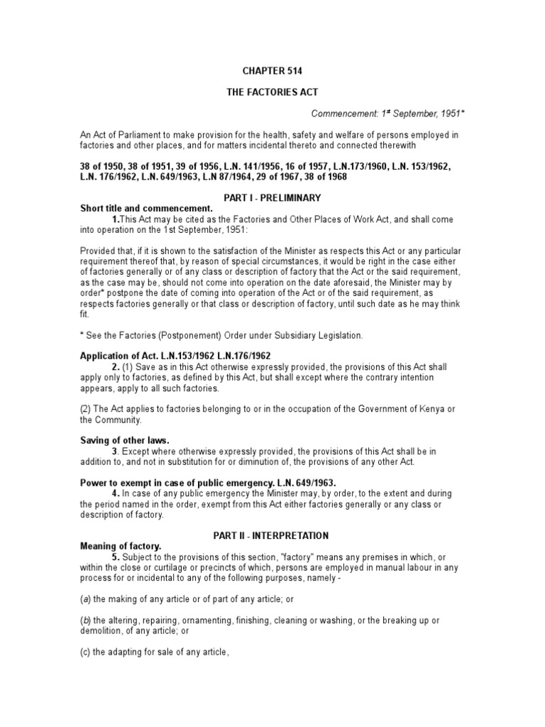 Factories Act Cap 514 | PDF | Crane (Machine) | Engines