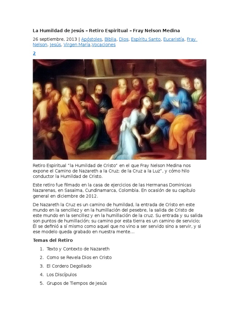 La Humildad de Cristo en el Retiro | PDF | Libro de Isaías | eucaristía