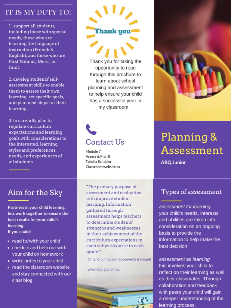 Planning Assessment Brochure | PDF | Educational Assessment | Curriculum