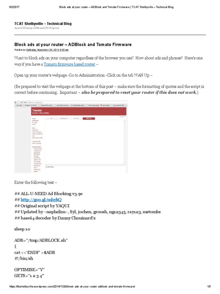 Block Ads at Your Router - ADBlock and Tomato Firmware | PDF ...