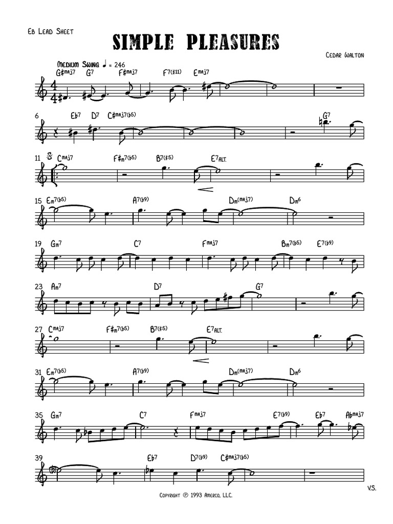 Simple Pleasure - Eb Lead Sheet | PDF