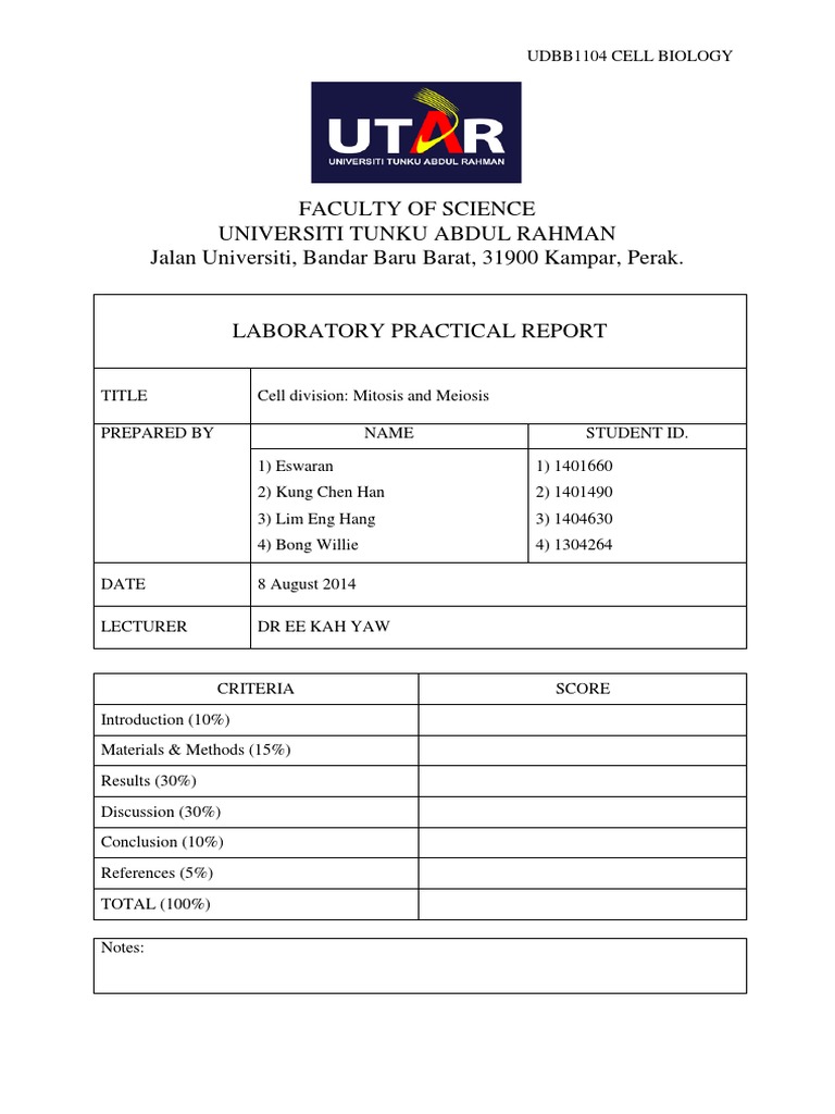 Mitosis and Meiosis Laboratory Report | PDF | Meiosis | Mitosis