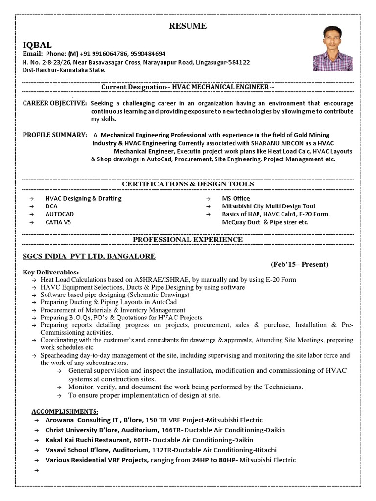Iqbal CV | PDF | Hvac | Industries