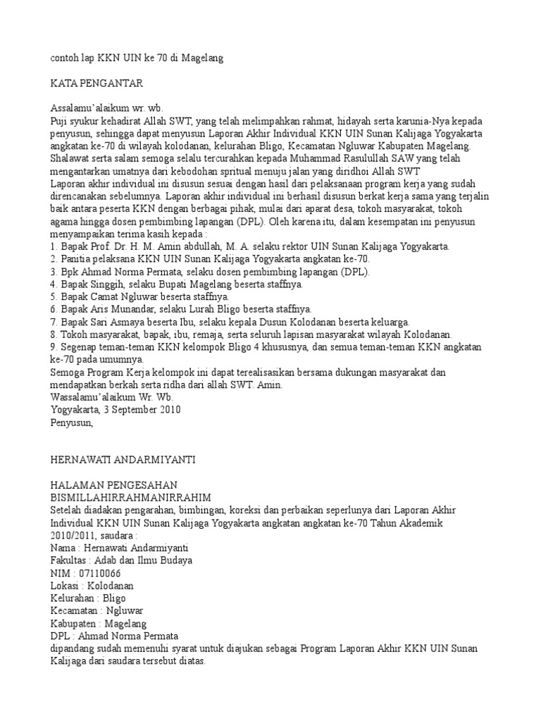 Contoh Lap KKN UIN | PDF