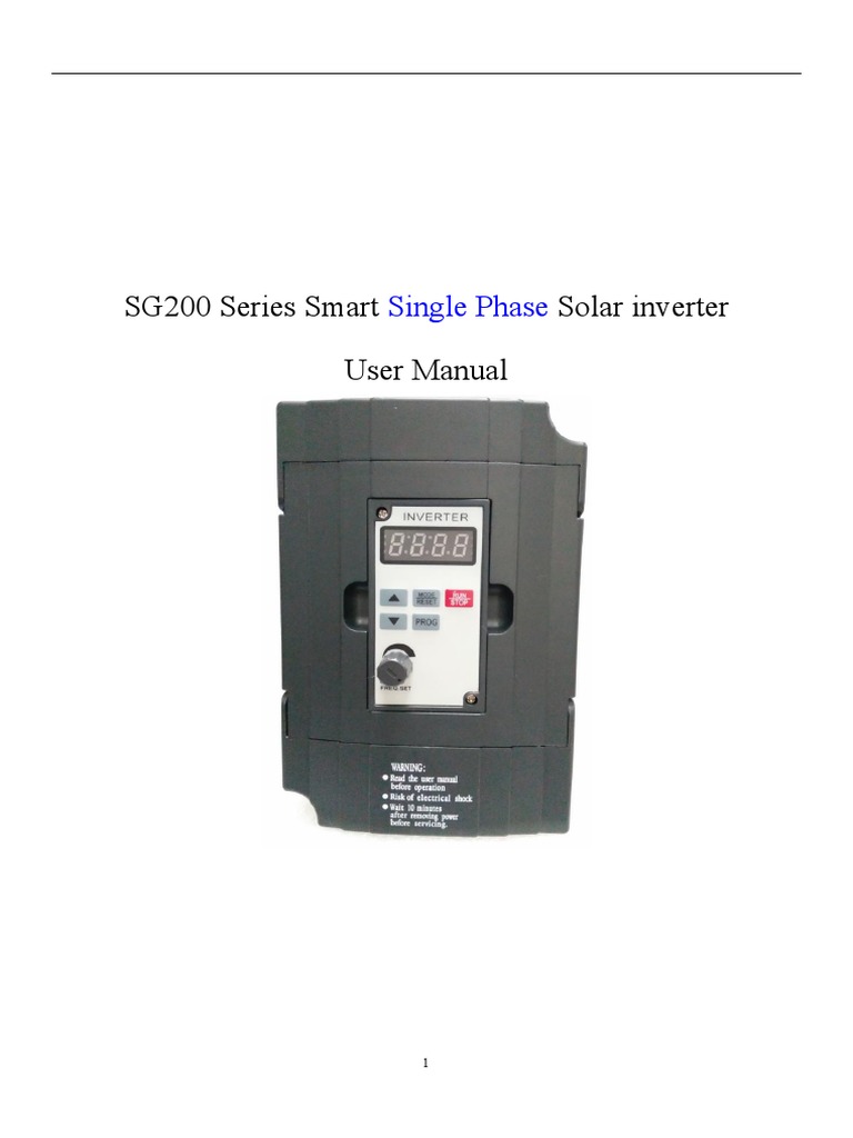 SG200 Series Single Phase Solar Inverter User Manual | PDF | Power ...
