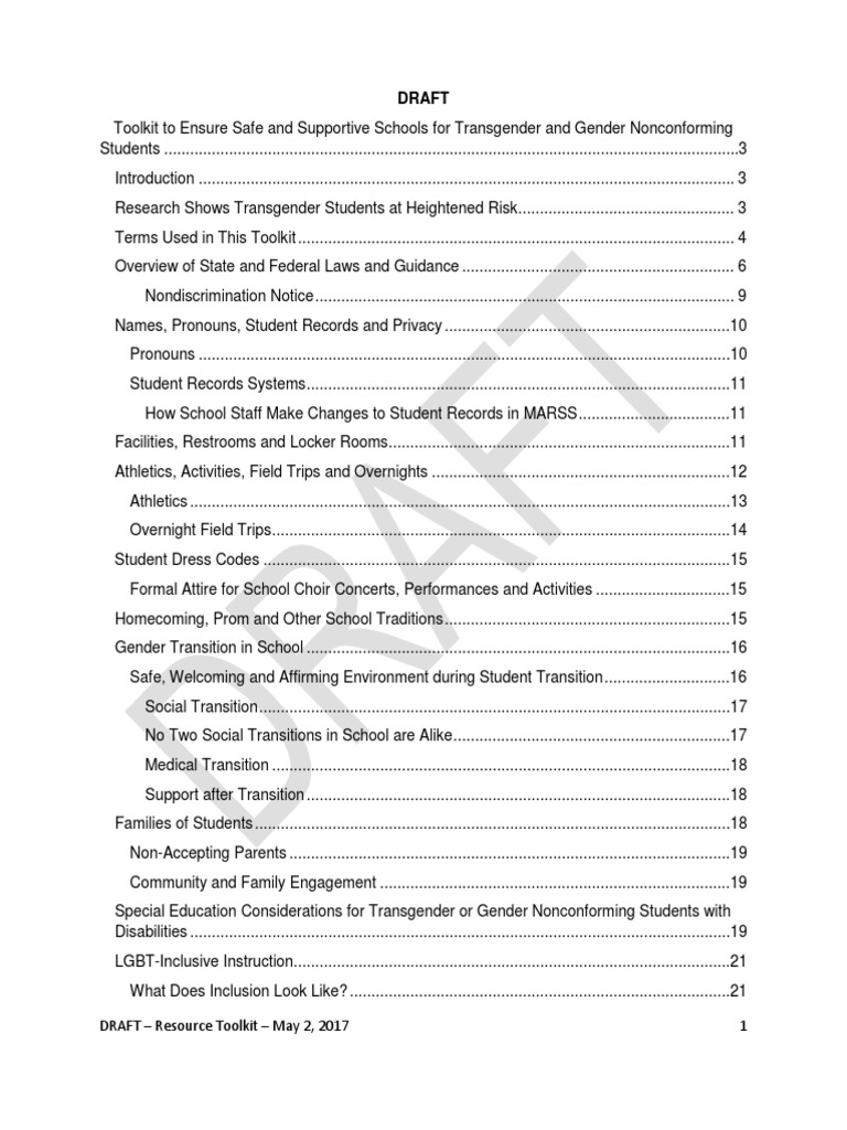Draft: Gender Inclusion Resource Toolkit | PDF | Title Ix | Gender Role