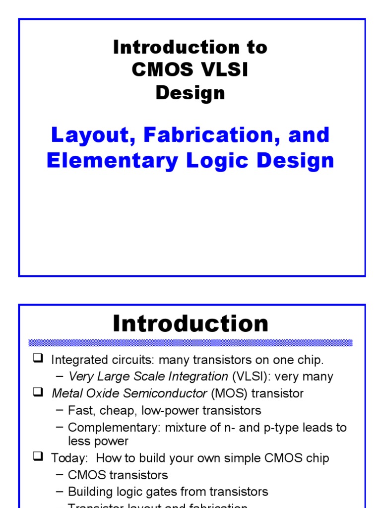 Introduction To Cmos Vlsi Design: Layout, Fabrication, and Elementary ...