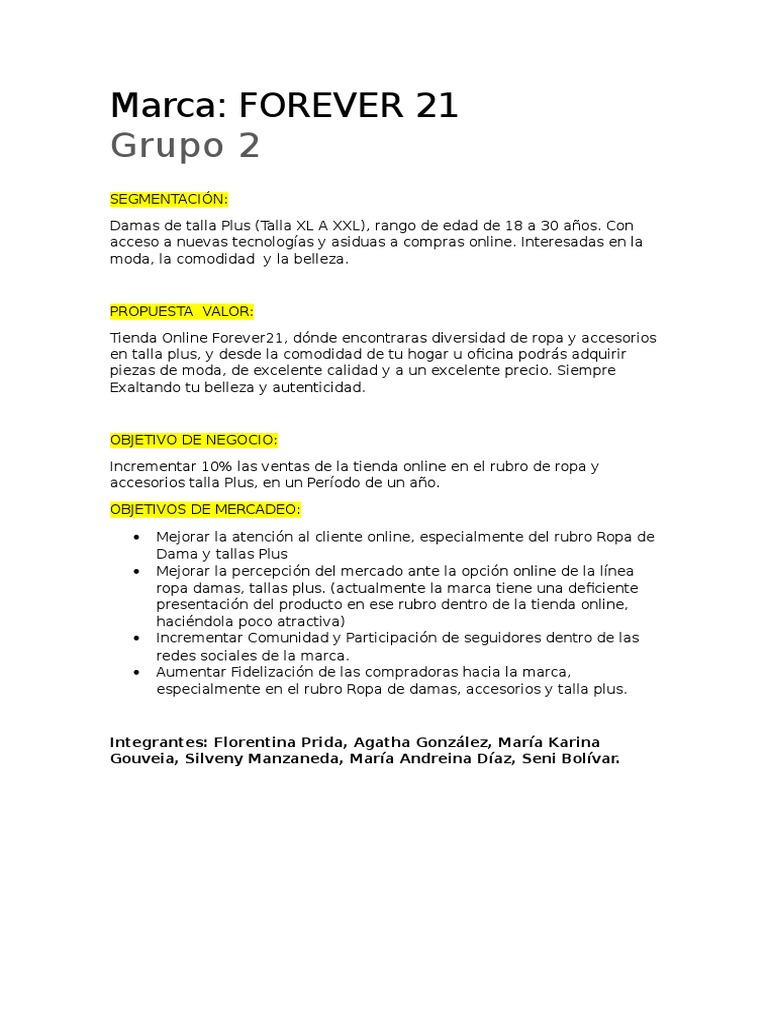 Borrador Marca Forever 21 | PDF