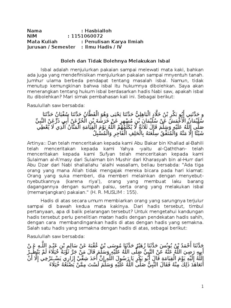 Boleh Dan Tidaknya Melakukan Isbal | PDF