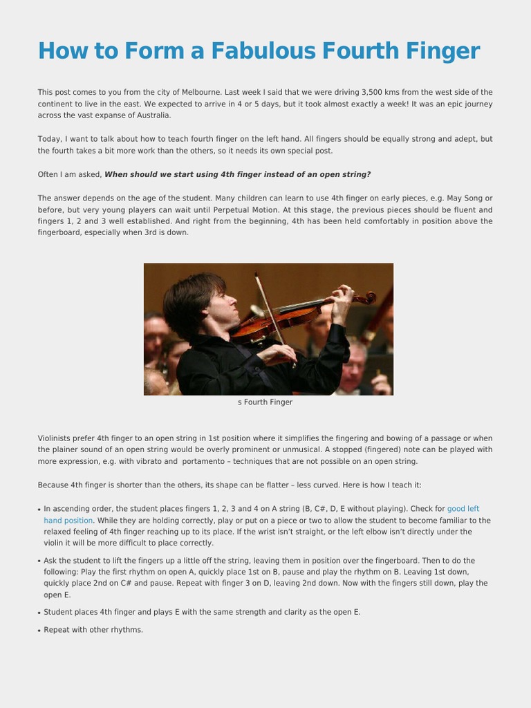 How To Form A Fabulous Fourth Finger | PDF | Violin | String Instruments