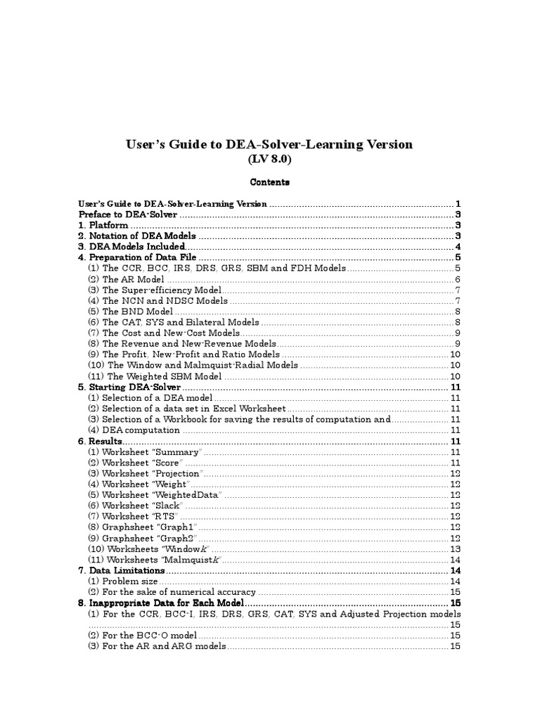DEA-Solver-LV (V8) SpringerLV8 User's Guide LV (V8) | PDF | Microsoft ...