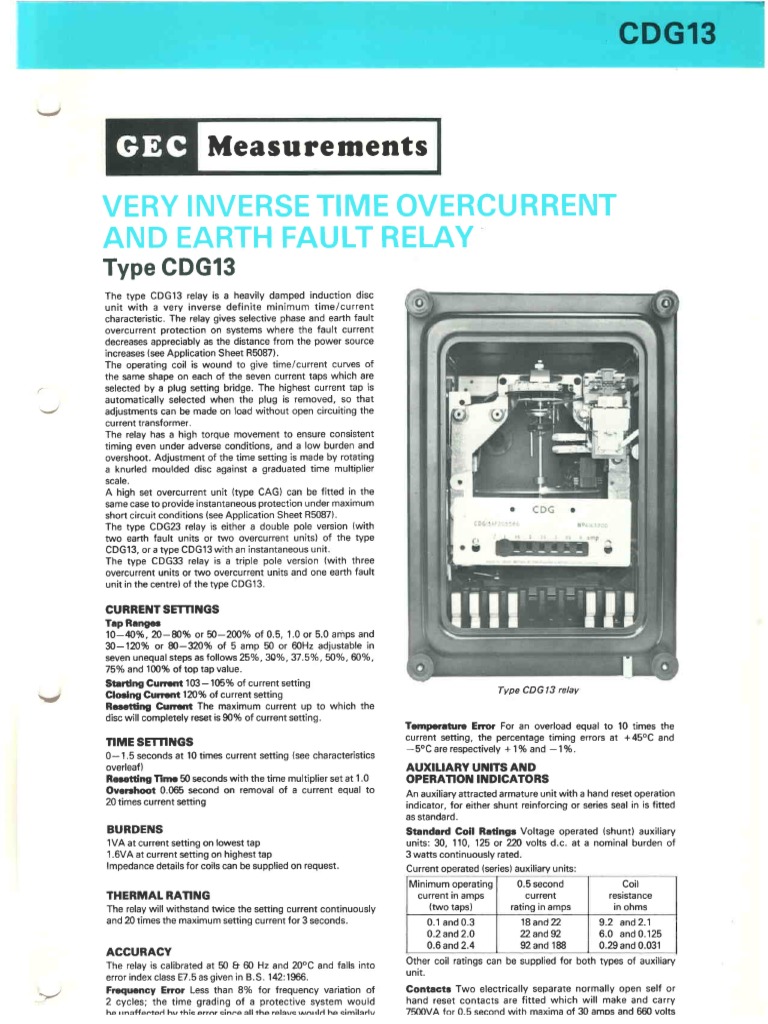 Manual Relé Ge CDG-13 PDF | PDF