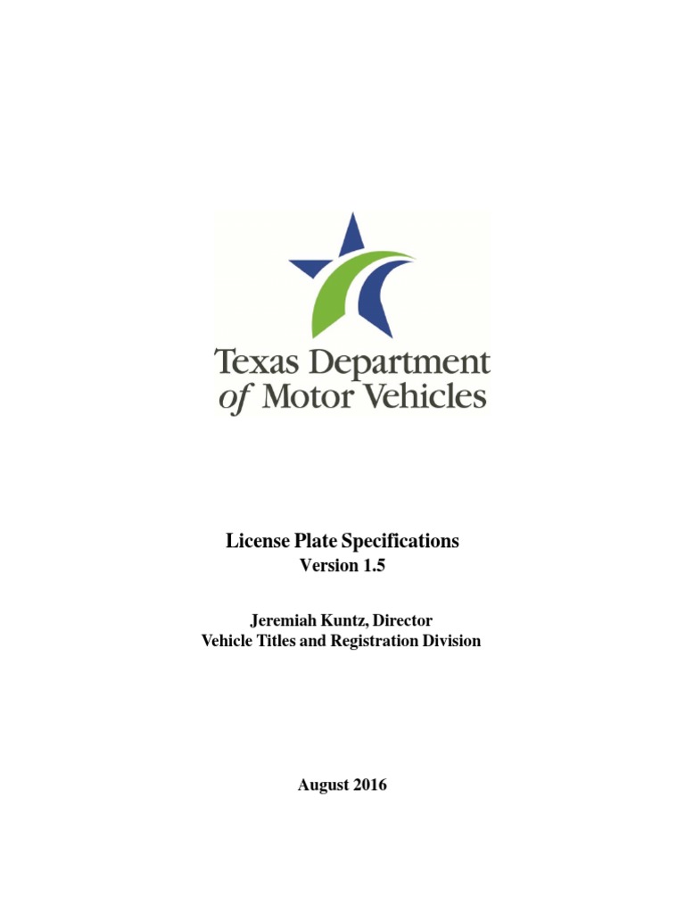 License Plate Specifications August 2016 | PDF | Vehicle Registration ...