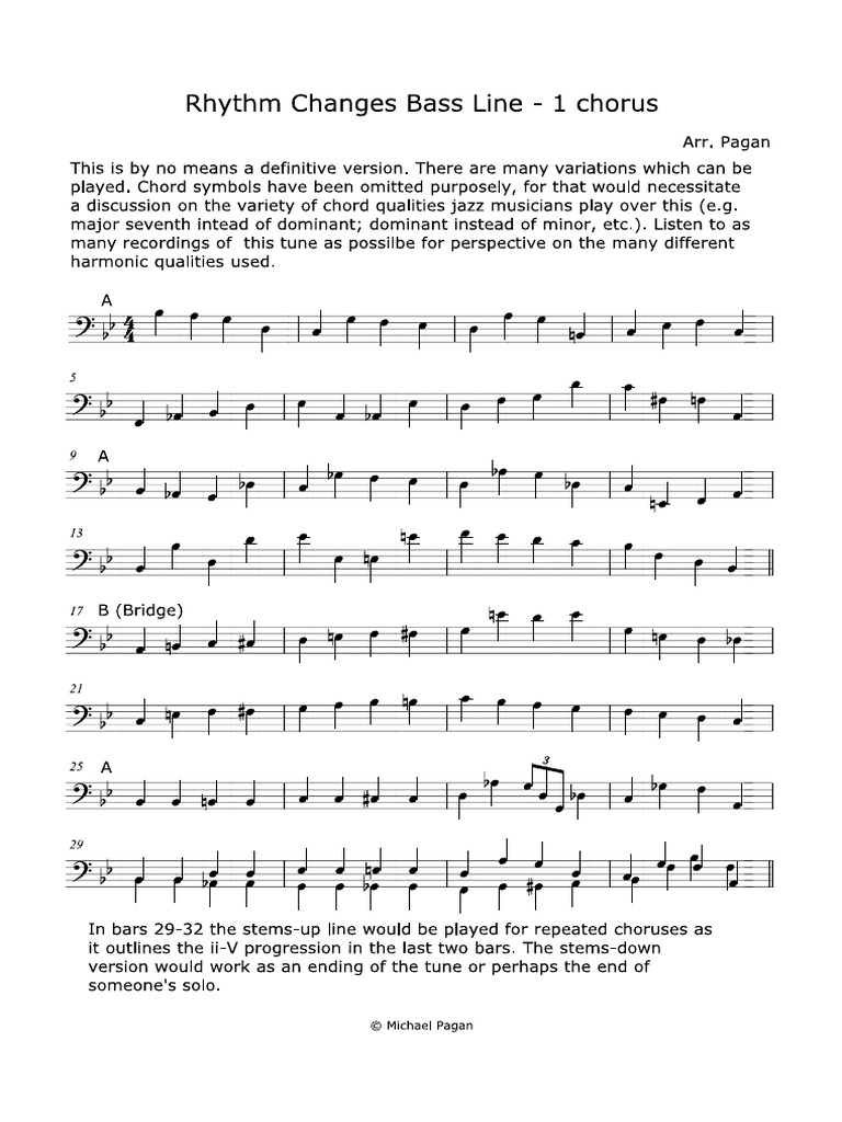 Rhythm Changes Bass Line | PDF
