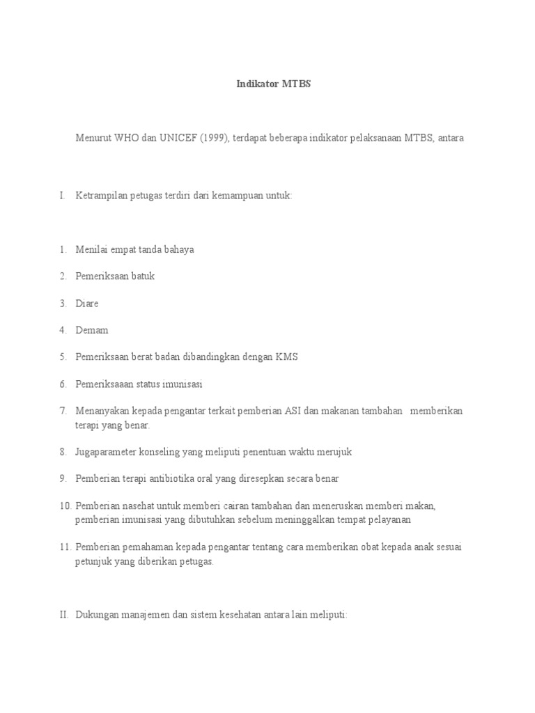 Indikator MTBS | PDF