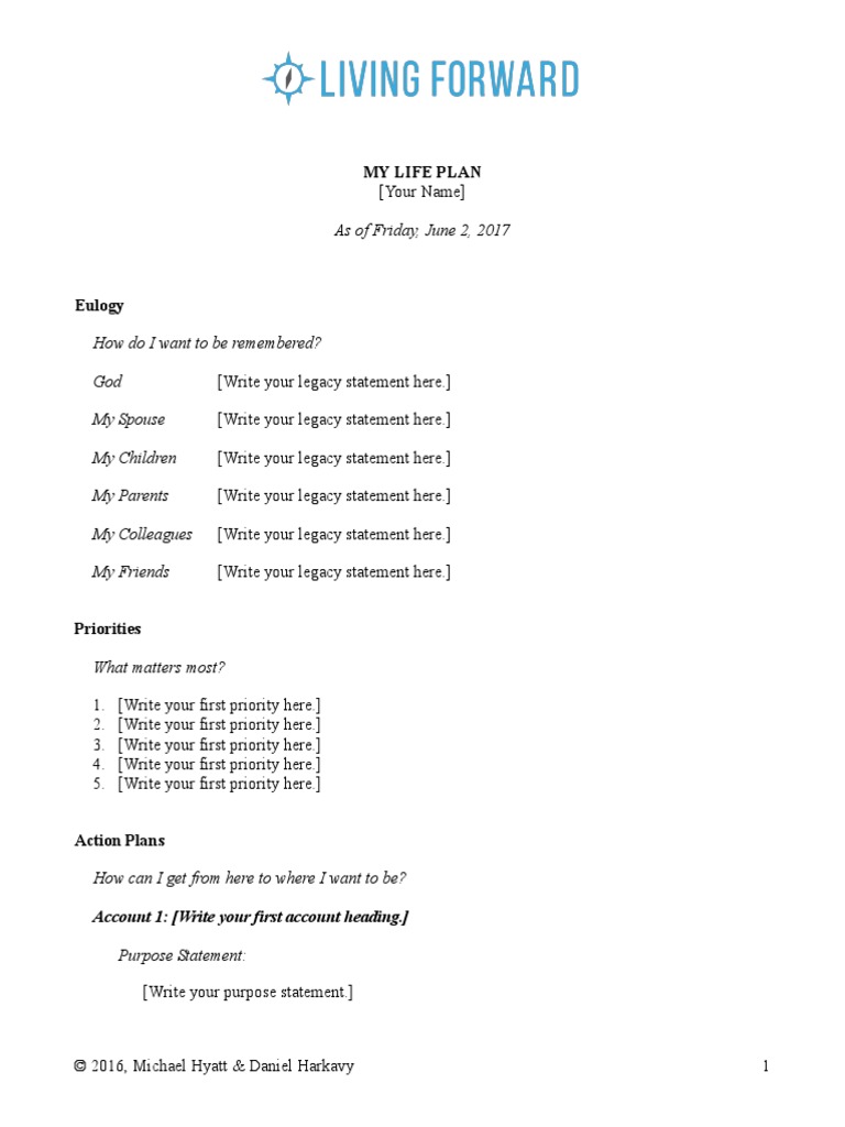 Living Forward - Life Plan Template | PDF